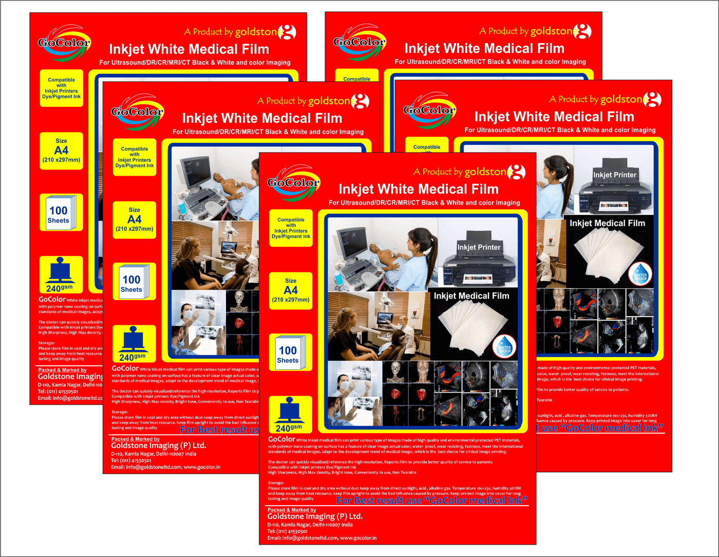 Inkjet Medical White Film A4 Size x 100 sheets For DR/CR/MRI/CT Imaging ...